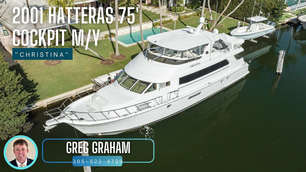 2001 Hatteras 75' Cockpit M/Y "Christina" [$1,185,000] - YouTube