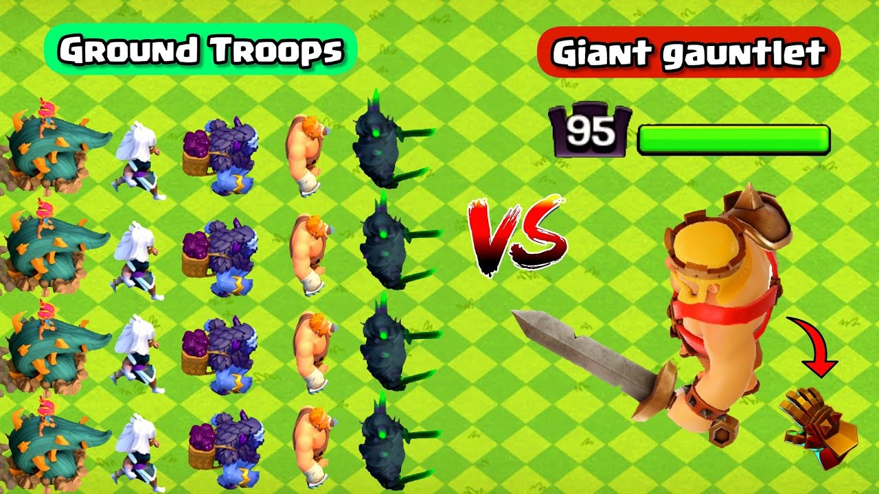 Barbarian King with Giant Gauntlet Vs Ground Troops ll Clash of clans ...