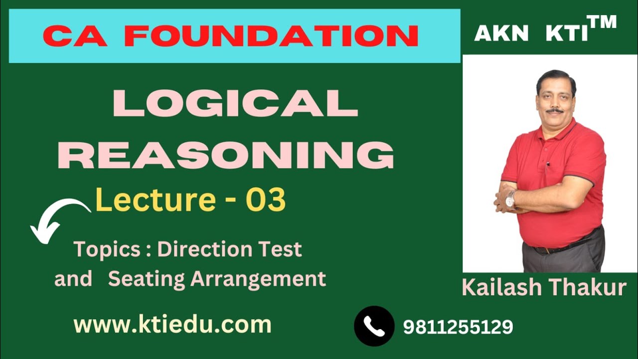 #LOGICAL REASONING L-3 II BMLRS II CA FOUNDATION II KAILASH THAKUR # SHORTCUT TRICKS # - YouTube