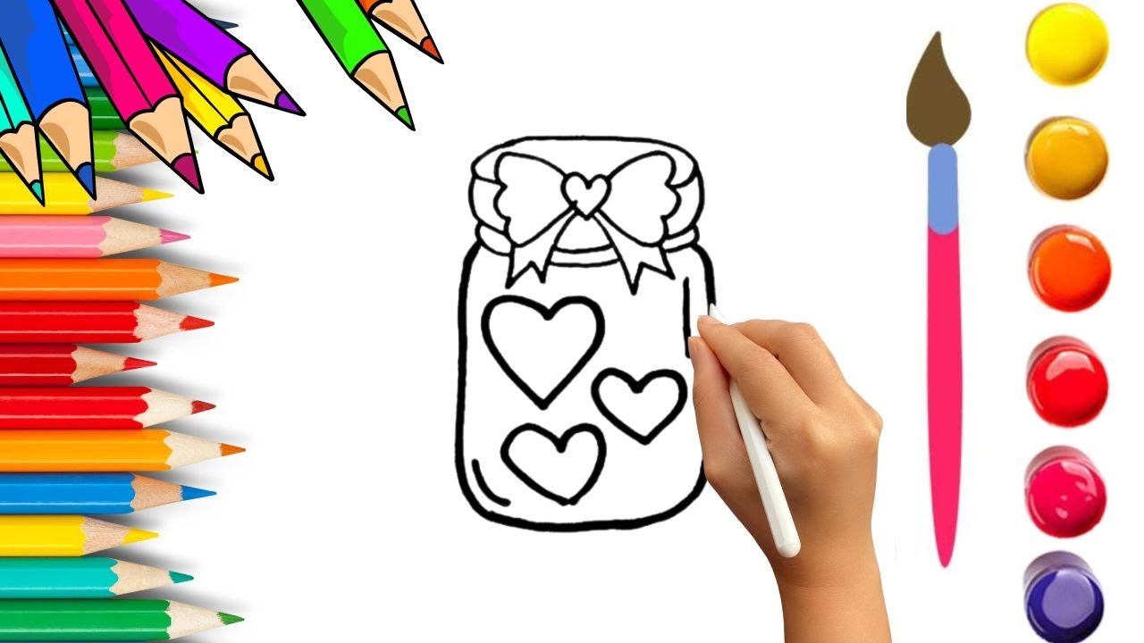 How To Draw cute Chocolate Jar Drawing, Painting & Coloring For Kids ...