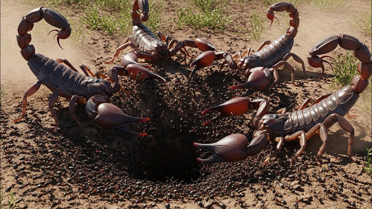 Giant Scorpion Fights a Swarm of Ants - YouTube
