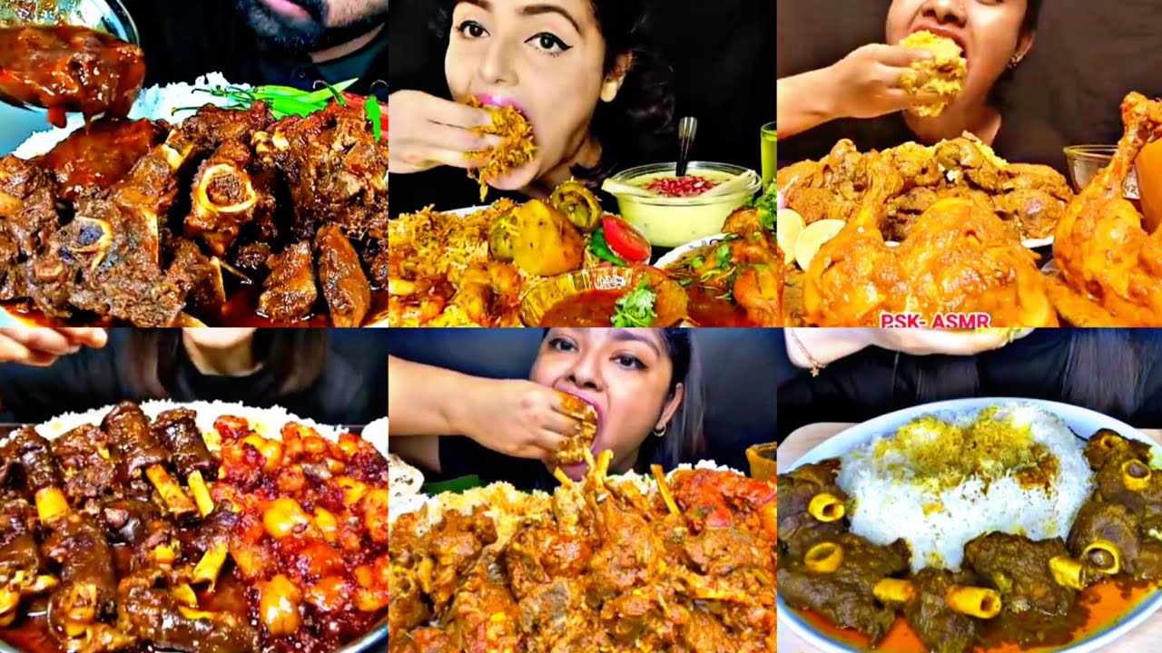 ASMR EATING SPICY MUTTON CURRY, CHICKEN CURRY, BIRIYANI | BEST INDIAN ...