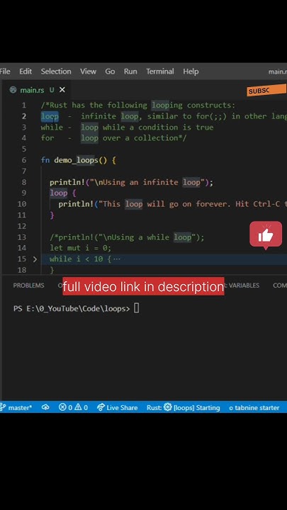 Rust Programming Basics Infinite Loops Rustlang Rustprogramming Rust Shorts Codeasbytes