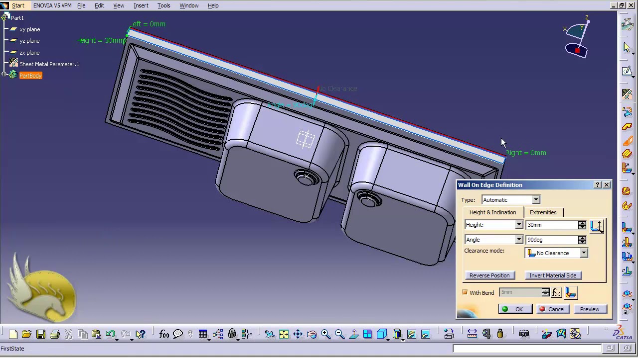 Catia V5 Essentials07 Sheet Metal Design 003 Circular Stamp Wall on ...