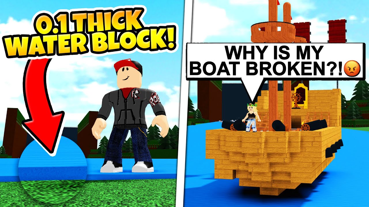 I COVERED ALL WATER WITH FAKE WATER! Build a Boat - YouTube