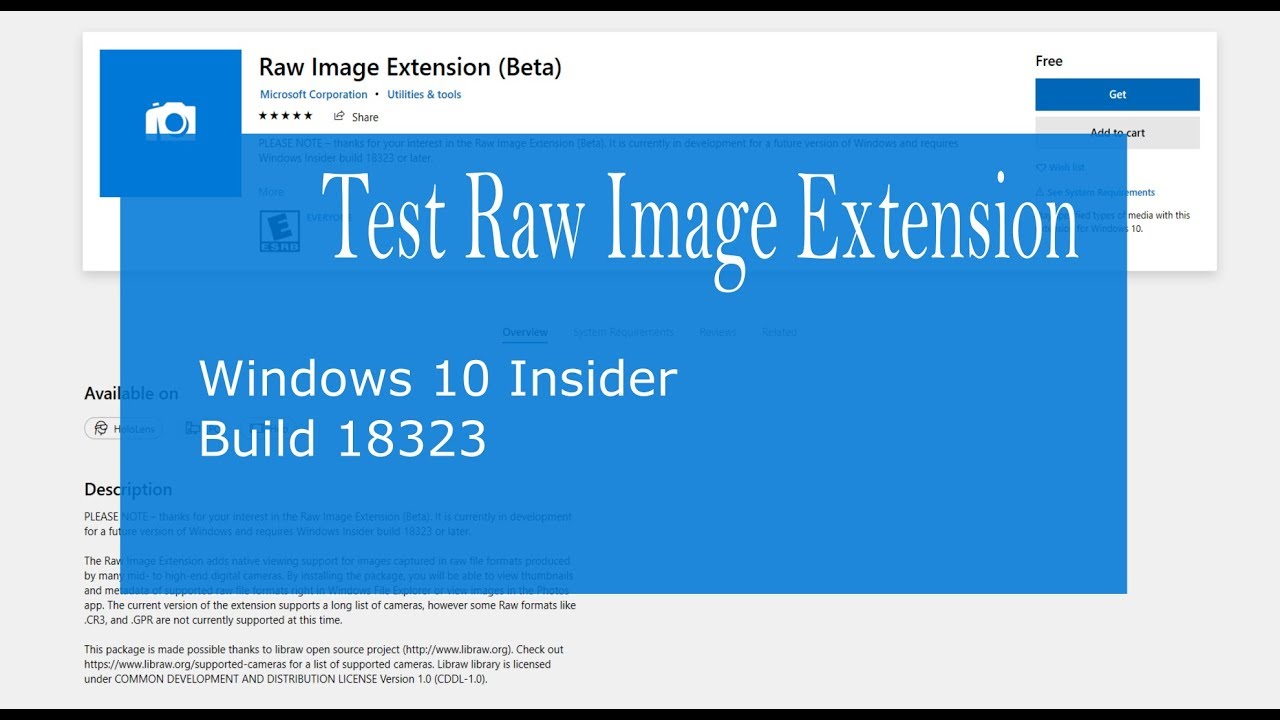 Test Raw Image Extension Beta Windows 10 Insider Build 18323 - YouTube