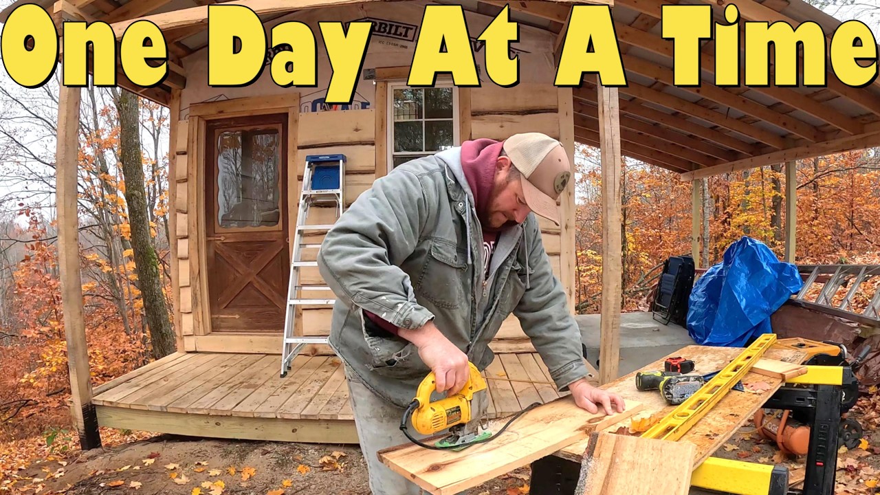 Building A Simple Remote Cabin Hidden in the Woods - YouTube