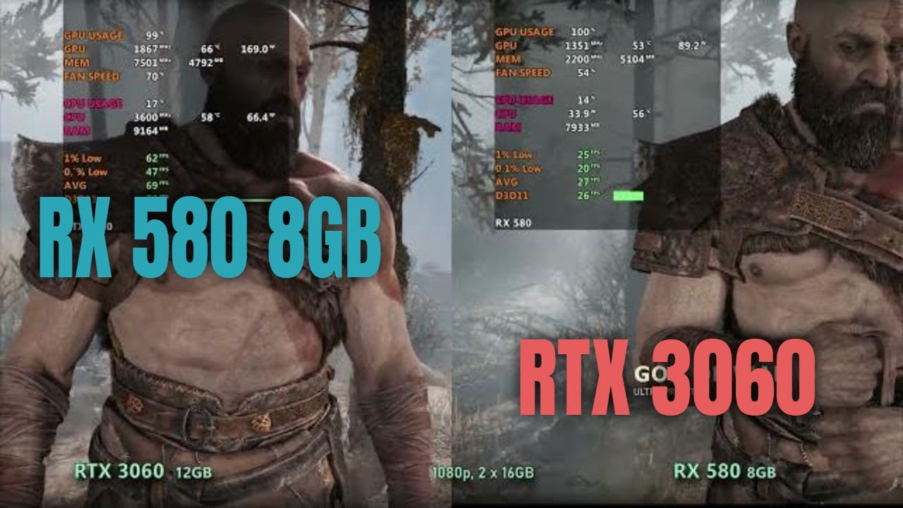 RTX 3060 vs RX 580 8gb , 1080p gaming - YouTube