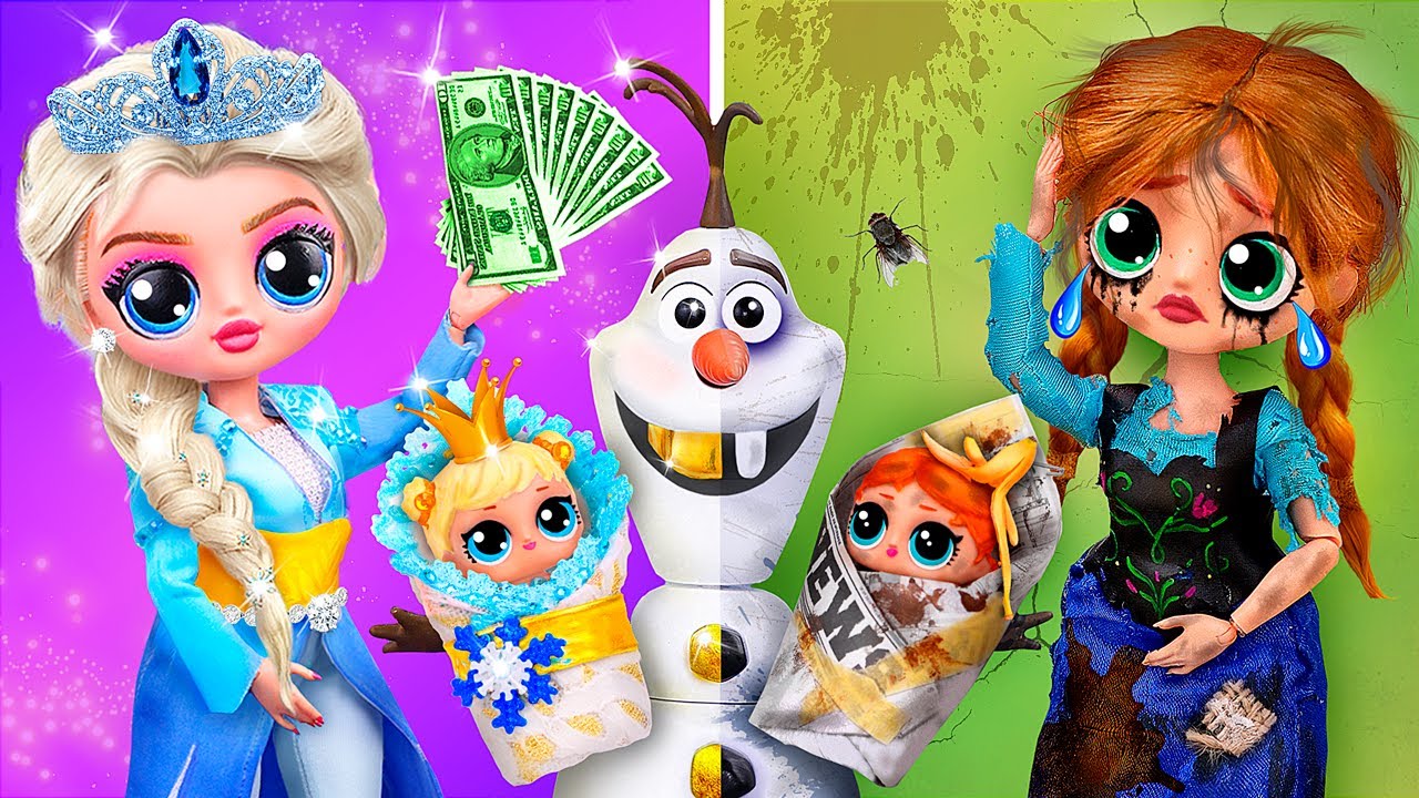 Elsa Kaya vs Anna Miskin Menjadi Ibu! 32 Kreasi Frozen Untuk Boneka LOL ...
