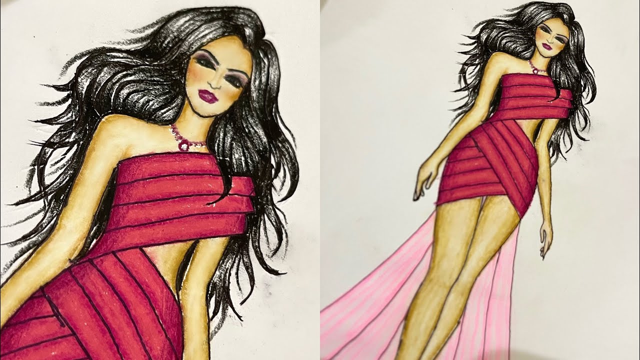 How to draw fashion girl/girl drawing tutorial/fashion illustration ...