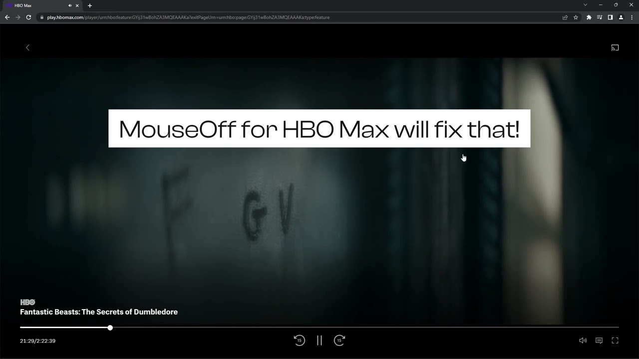 How to turn the cursor off on HBOmax | Mouse Off for HBO Max Chrome ...