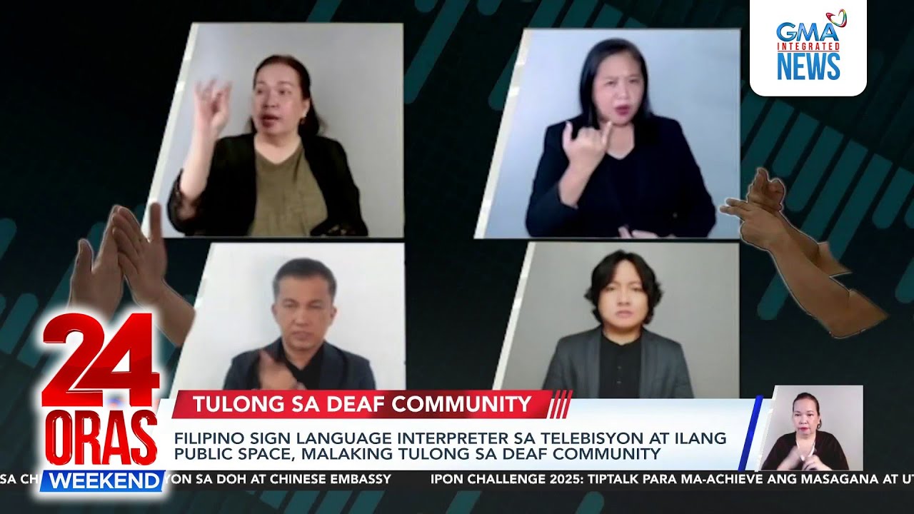 Filipino sign language interpreter sa telebisyon at ilang public space ...