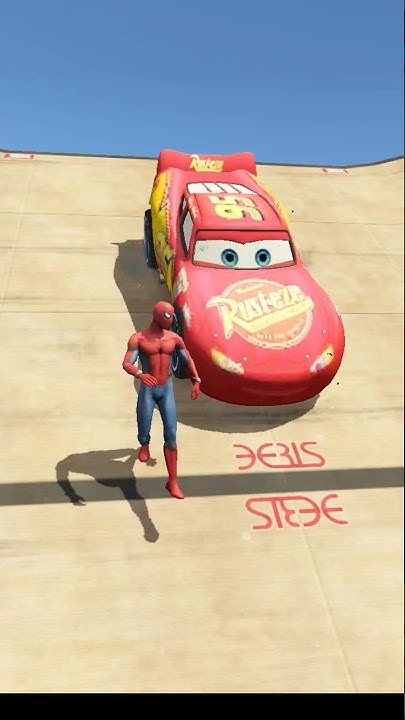 GTA 5 Epic Ragdolls Lightning McQueen Vertical Mega Ramp Challenge ...