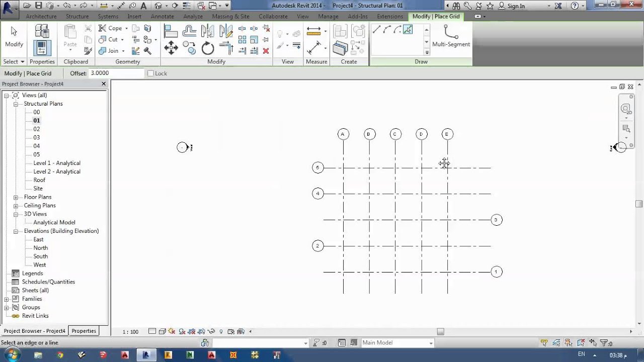 MTV Revit Structure 2014 L1-Ch3-02-Grids - YouTube