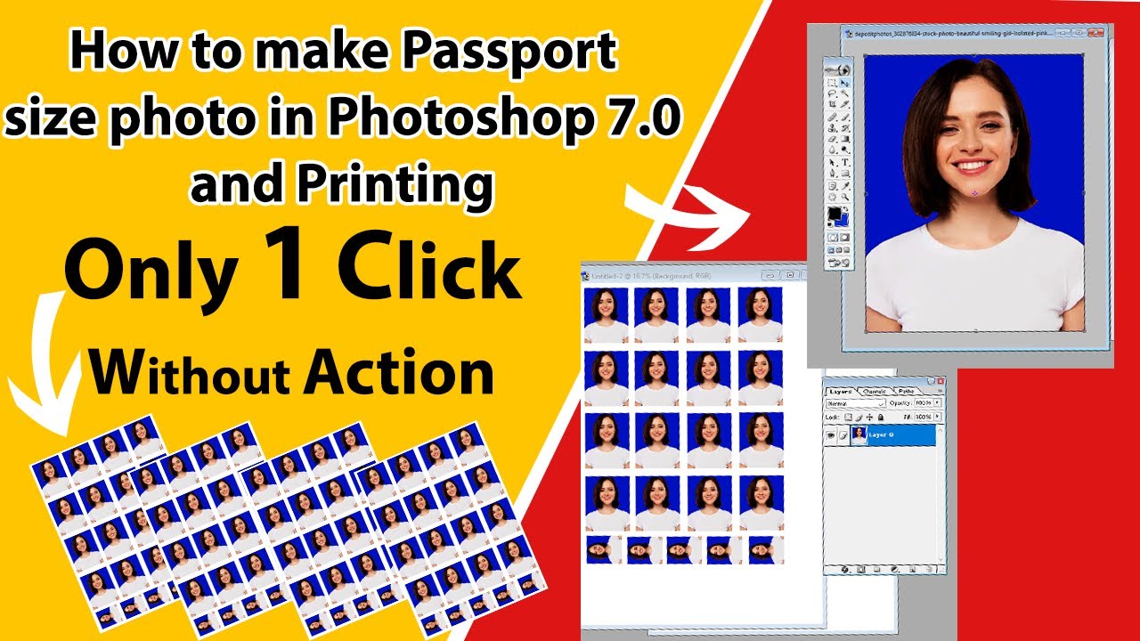 TECH IT || Adobe Photoshop 7.0 || How to make Passport size photo in ...