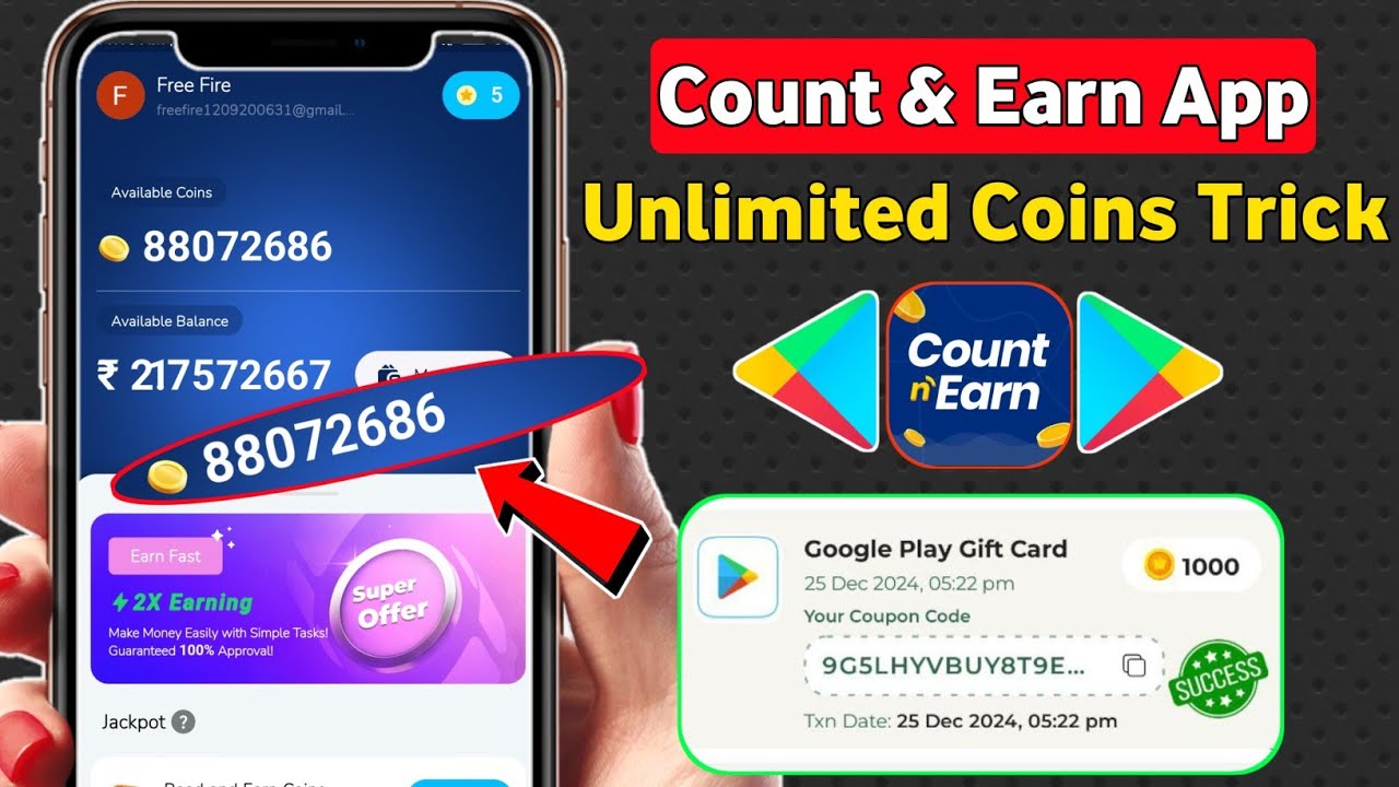 Count & Earn App Unlimited Coins Trick | Count & Earn App Se Coins Kaise Kamaye | Count & Earn ...