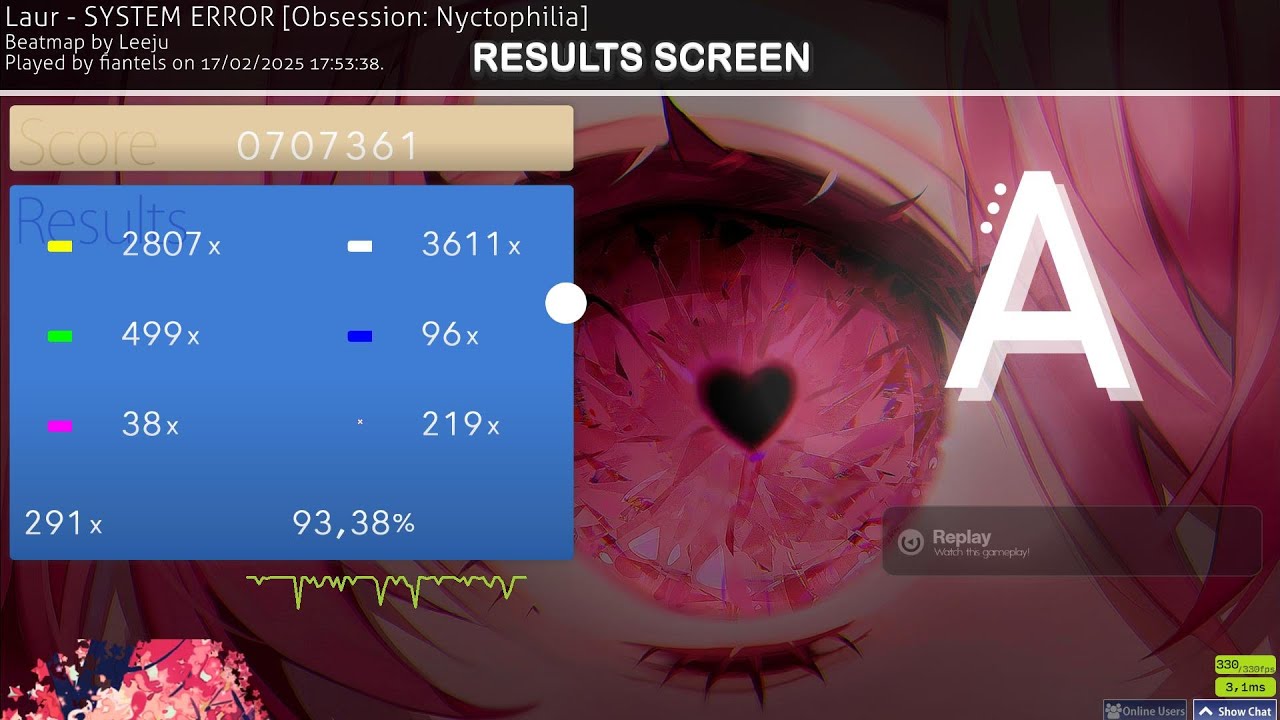 Osu!mania7k SYSTEM ERROR 93,38% - YouTube