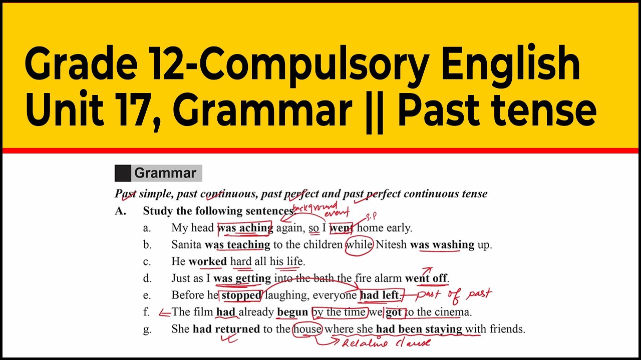 Unit 17 Grammar Exercise || Compulsory English Grade 12 || Past Tense ...