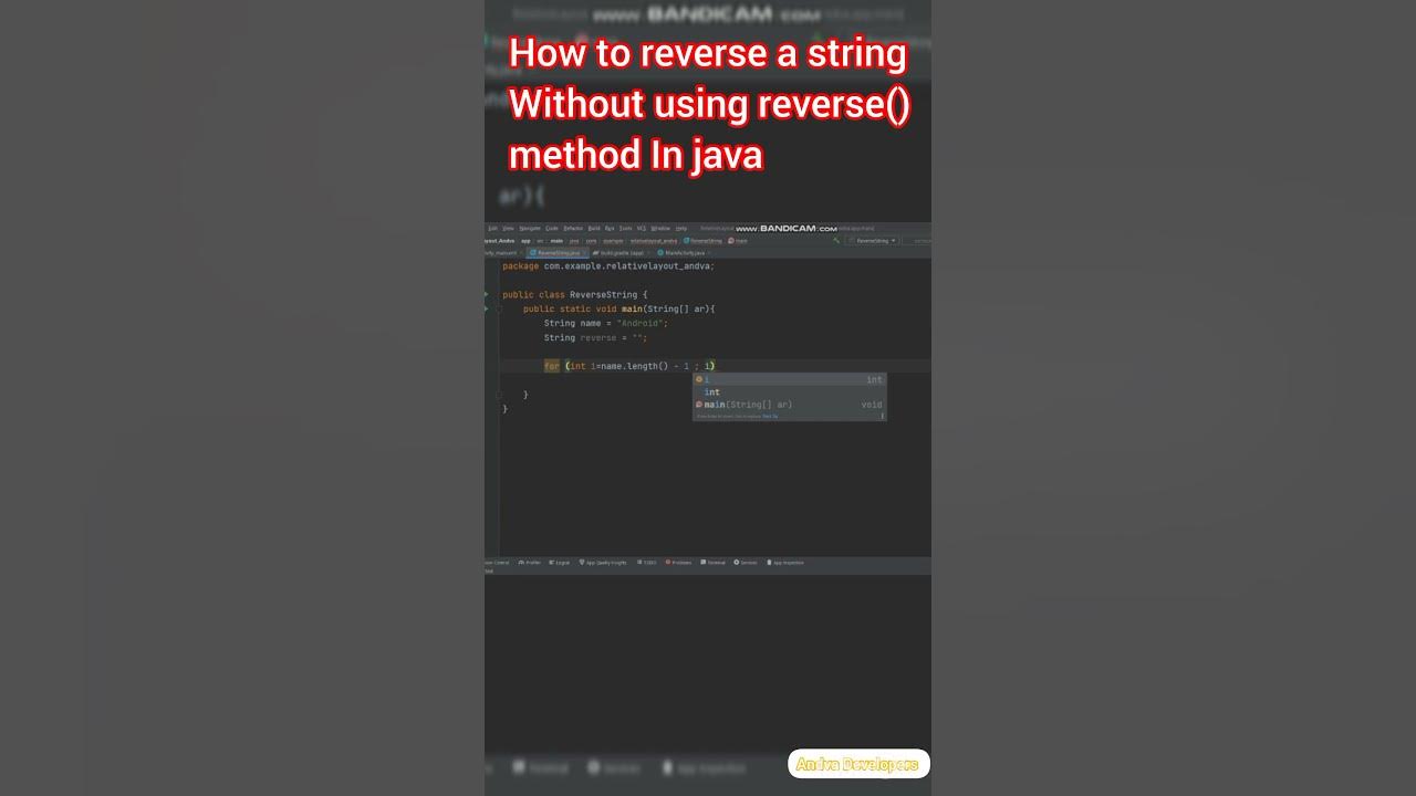 #1 || Reverse a string in java || Java || Interview Program #java #interview #program #shorts ...