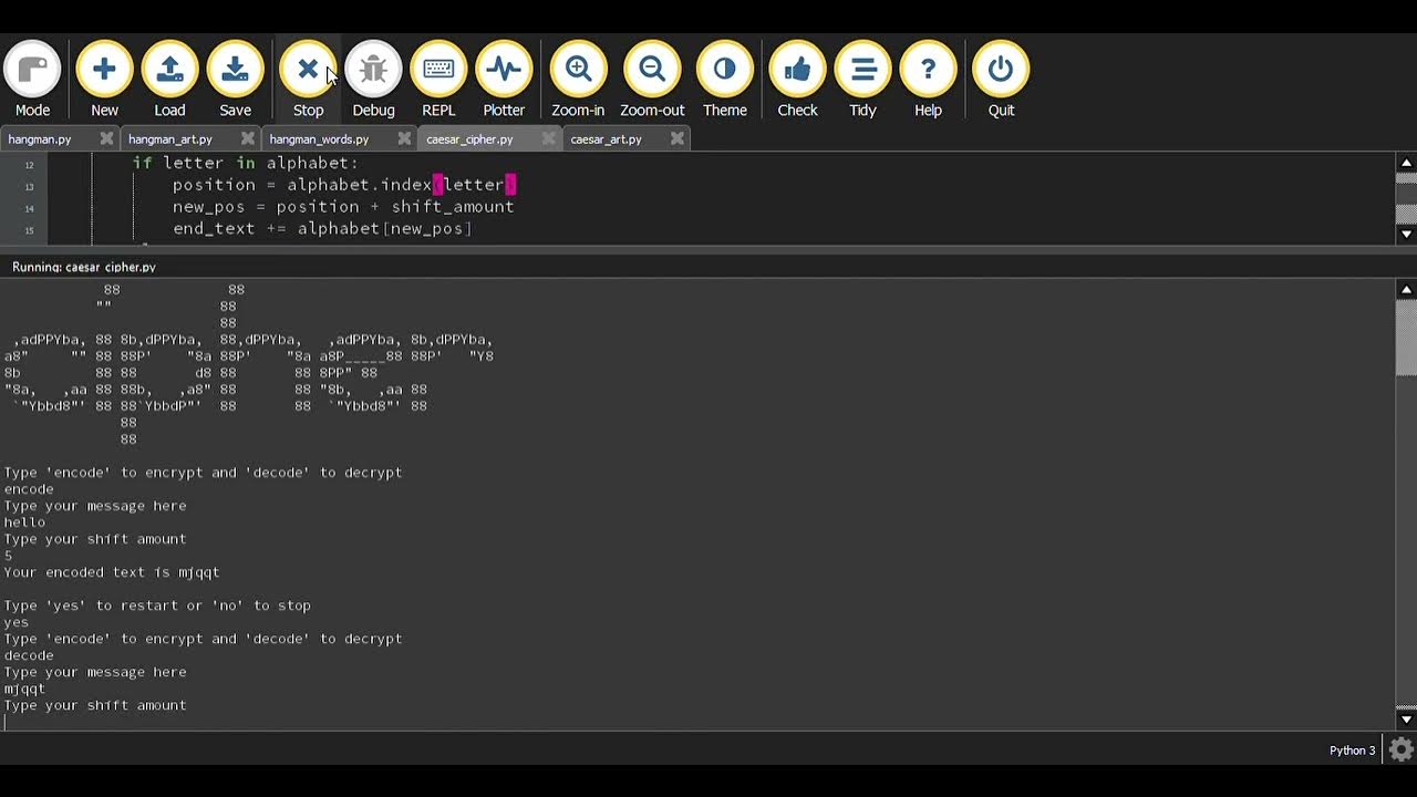 Caesar cipher py 2024 05 08 20 39 19 - YouTube