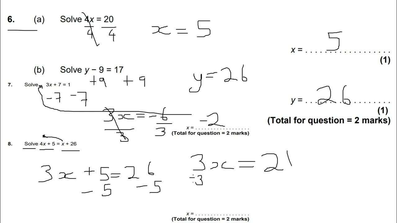 Solving 1,2 and 3 STEP LINEAR EQUATION KS3 Math GCSE 9-1 Maths Foundation Tier Maths AQA OCR ...