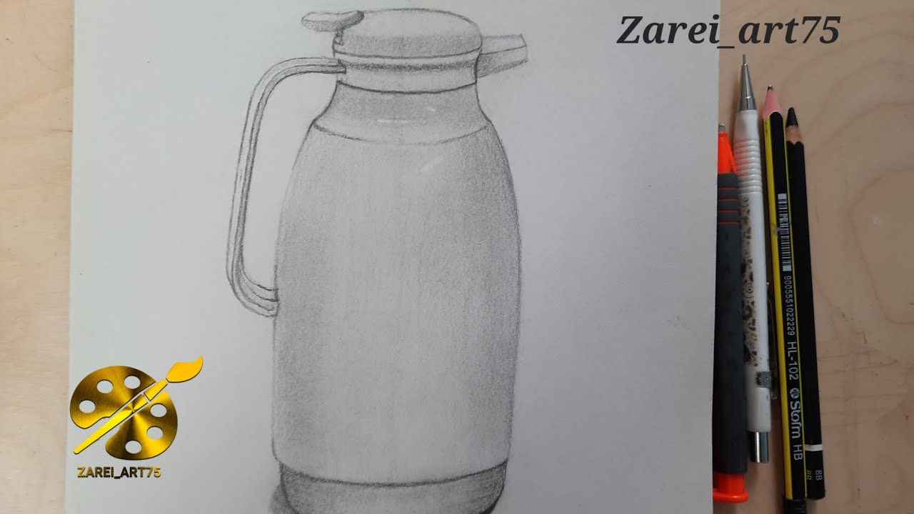 How drawing and shading thermos(flask) for beginners - YouTube