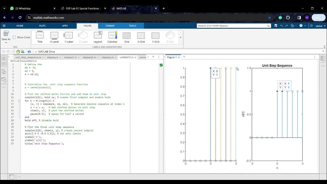 DSP lab#03 Representation of Unit Impulse, Unit step and ExponentialsMaking signals out deltas ...
