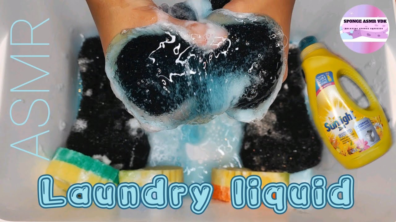 ASMR _ 🫧Laundry liquid🫧Plastic sponges🖤Fake blue rinsing🩵🫧 - YouTube