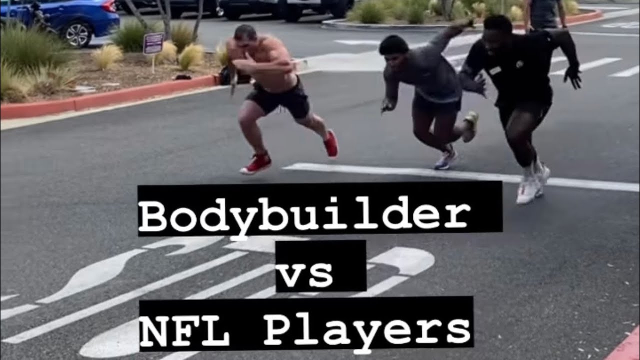 Bodybuilder vs NFL players sprinting. - YouTube