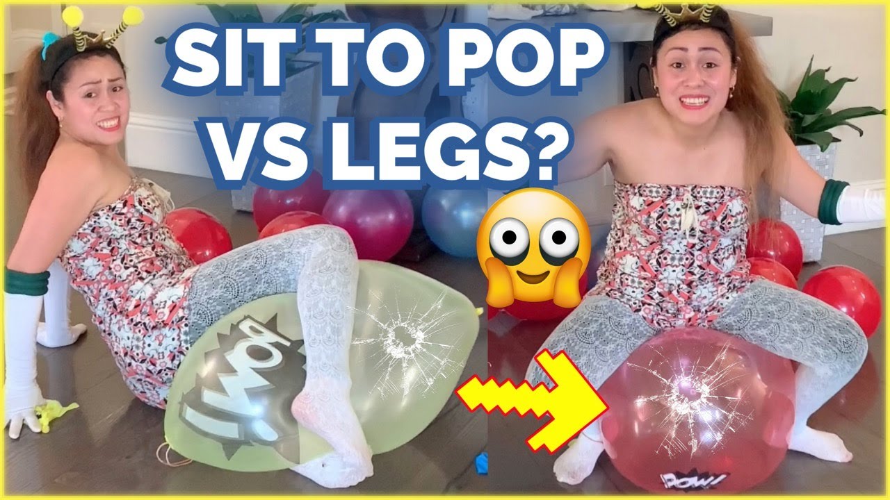 BALLOON CHALLENGE SIT TO POP VS LEGS? | BALLOON POP | LOONER - YouTube
