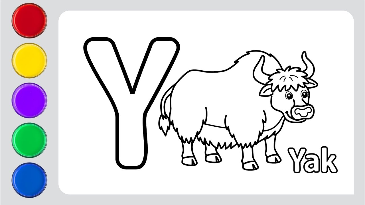 Yak Animal Drawing, Painting and Coloring for Kids, Toddlers | How to ...