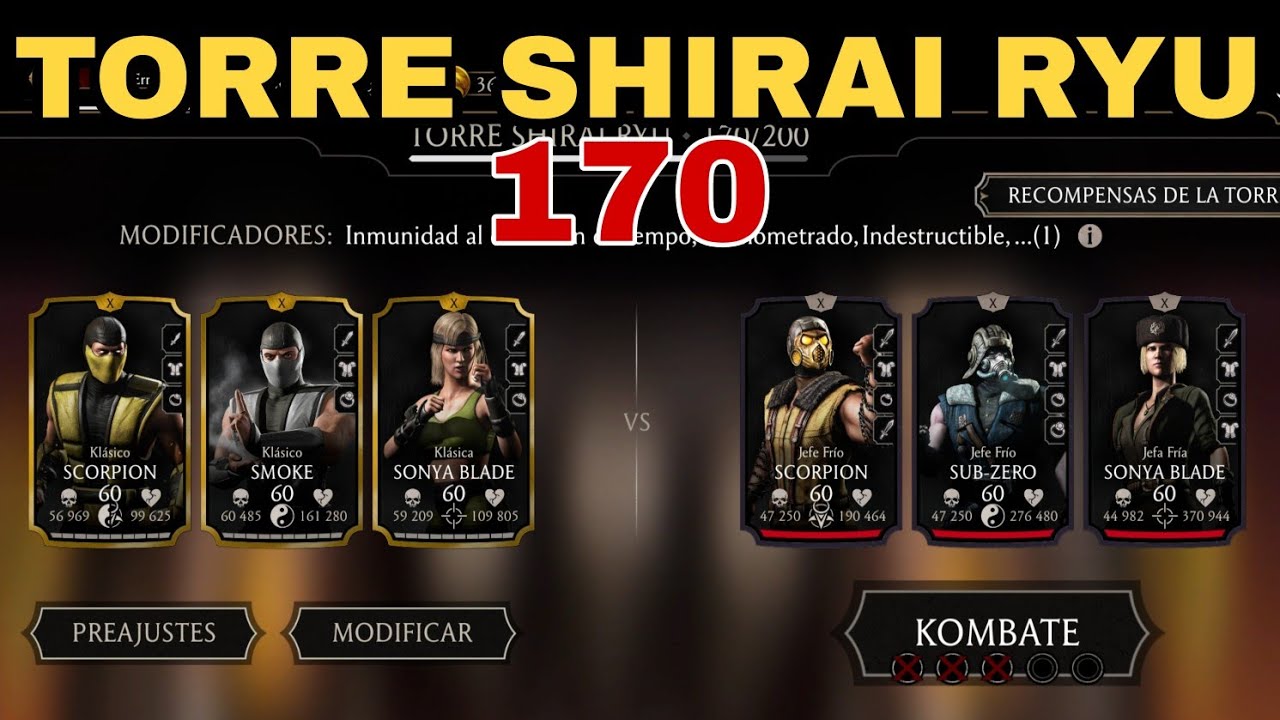 TORRE SHIRAI RYU 170 | JEFES TEAM FRIO | MORTAL KOMBAT MOBILE - YouTube