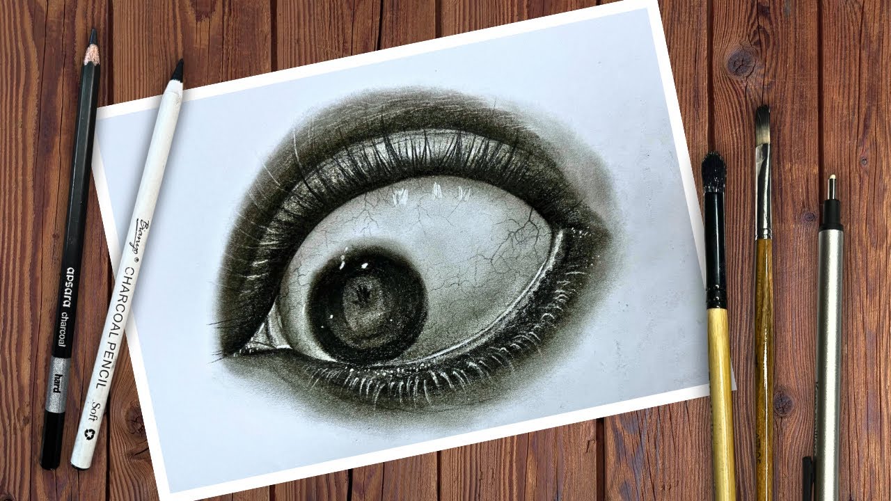 Realistic Eye Drawing | Easy Charcoal Pencil Shading Tutorial for ...