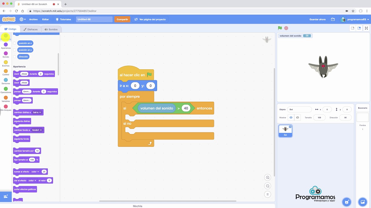 B3.2.1 Ejemplo de uso del sensor de audio en Scratch 3.0 - YouTube