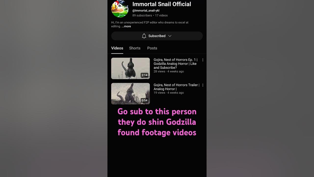 Plz go sub to them #subscribe #godzilla @immortal_snail-ykl - YouTube