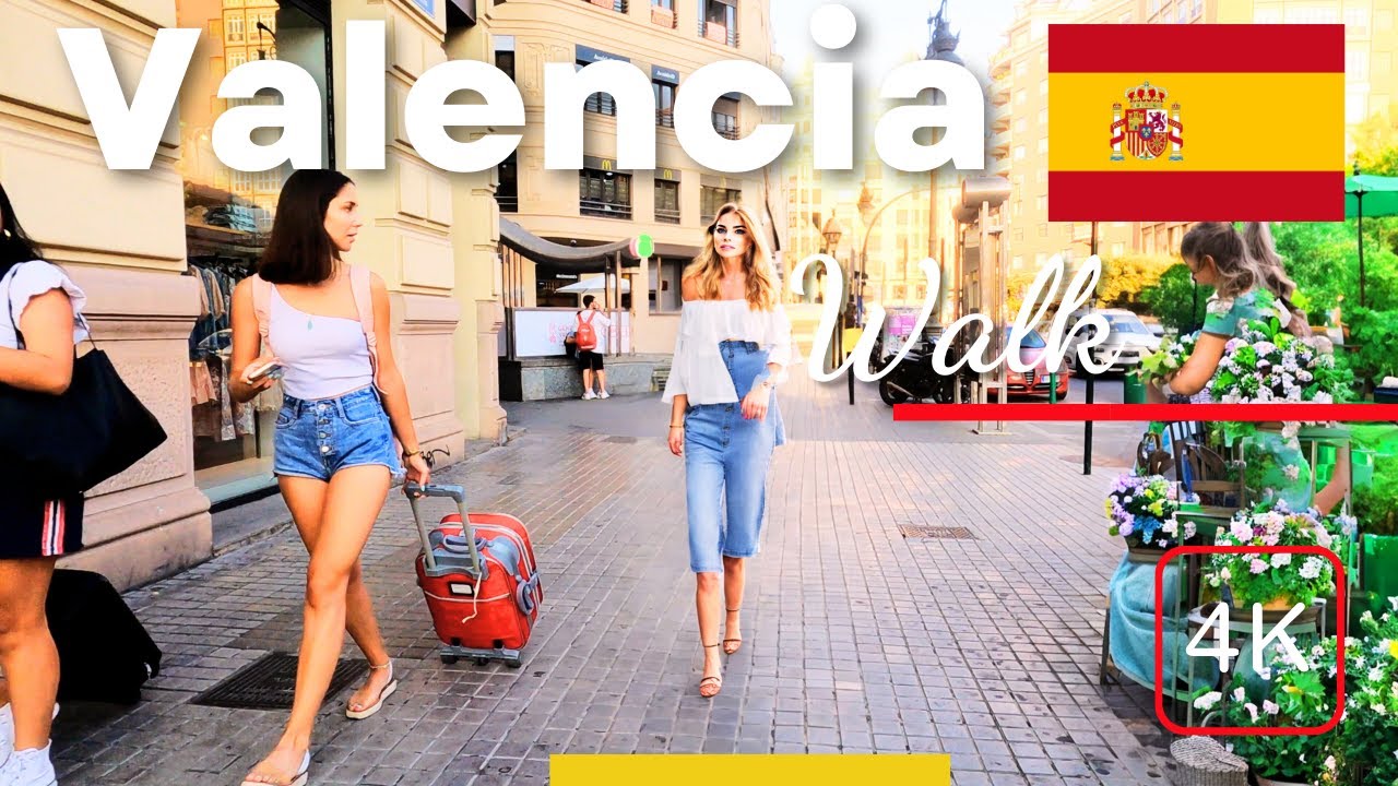 Valencia Spain Walking Tour 4K City Tour Old Town Street Walk Central ...