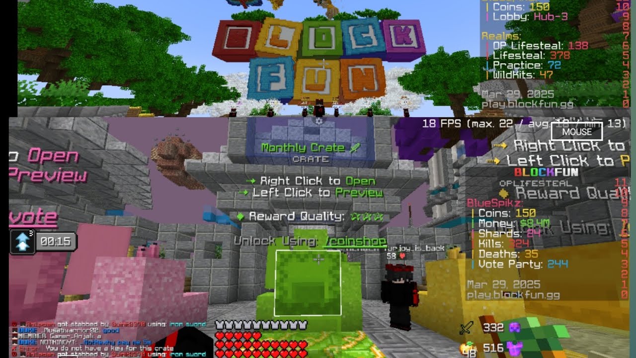 Create Opening in minecraft deadliest server | Block Fun | ft.@whoap ...