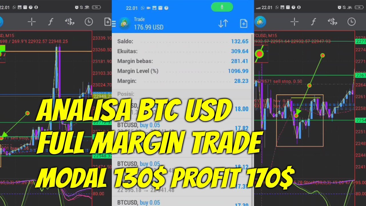 ANALISA BTC USD TRADING FULL MARGIN MODAL 130$ PROFIT 170$ - YouTube