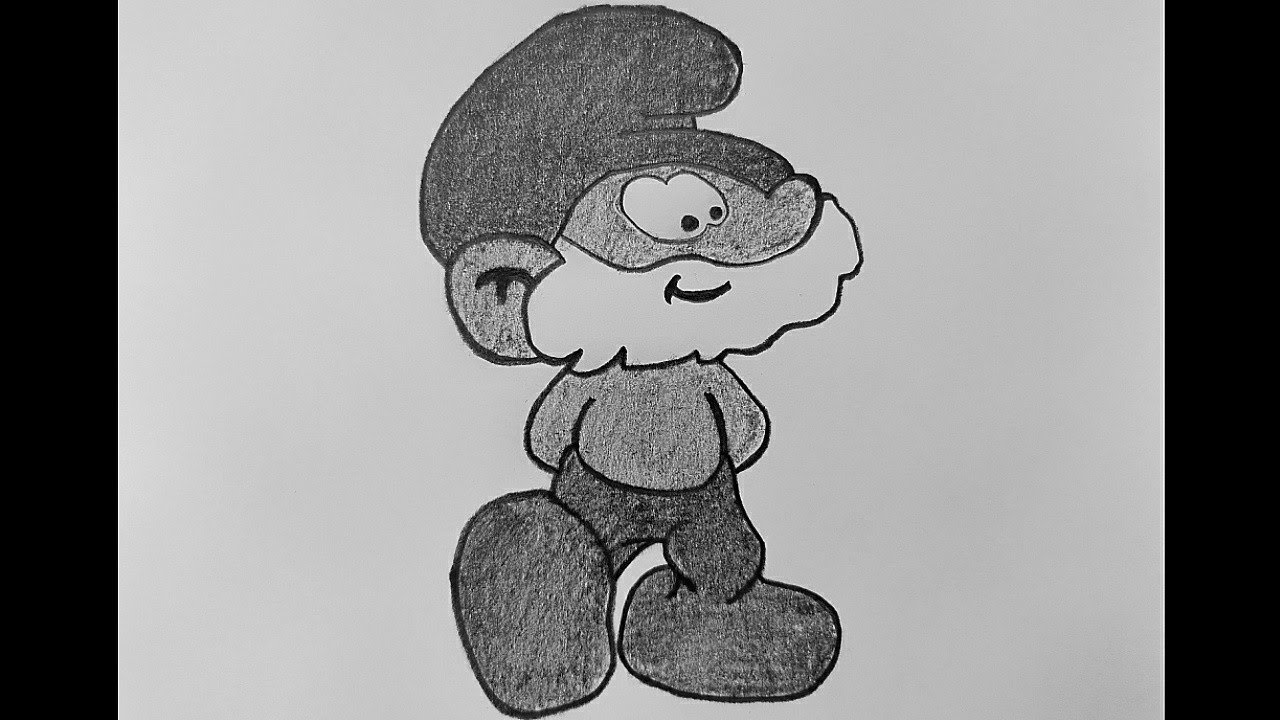 Drawing Of Papa Smurf / How To Draw Papa Smurf / The Smurfs / Pencil ...