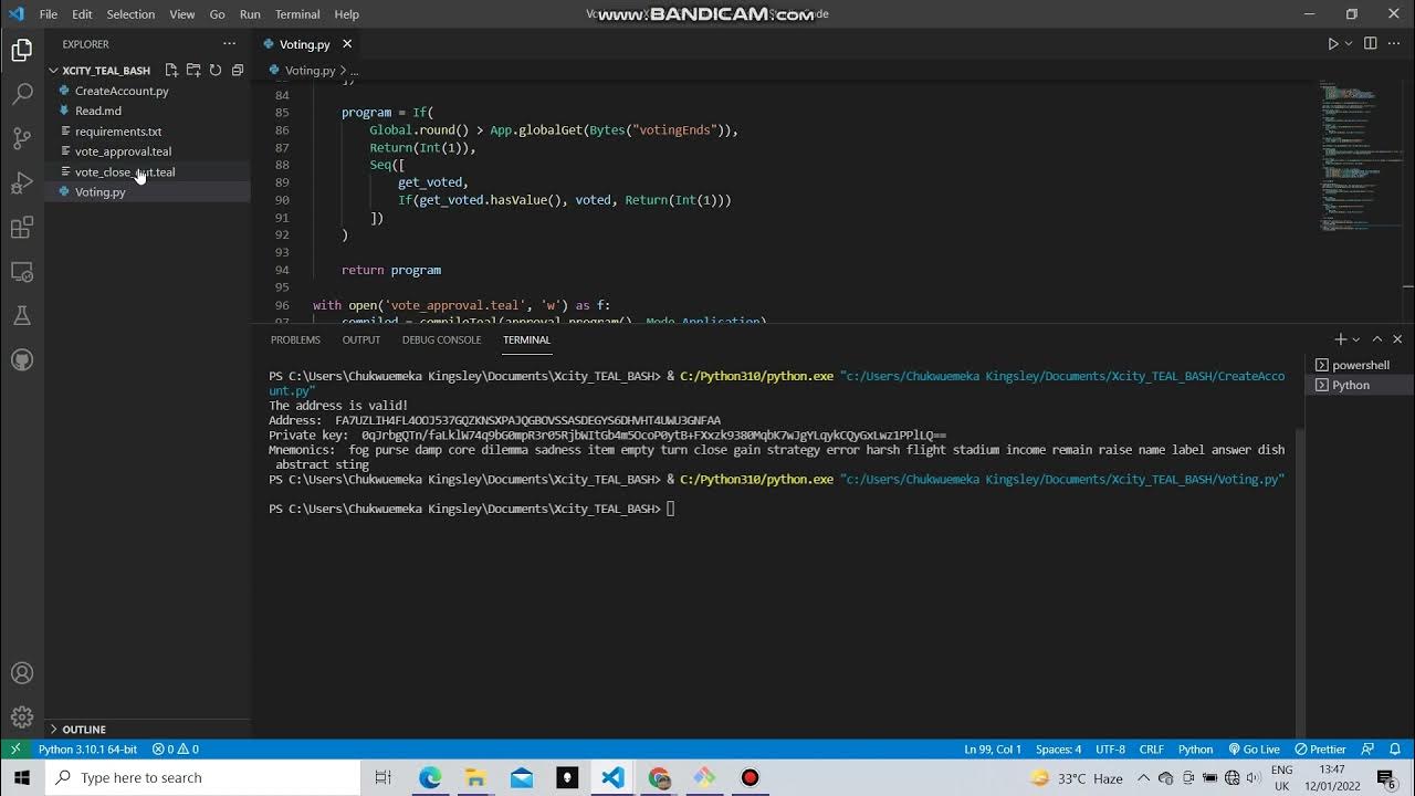 Algorand Voting Smart Contract Pyteal, Algosdk - YouTube