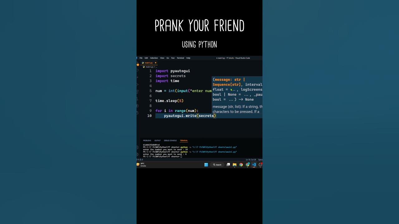 Prank Your Friend Using Python Youtube