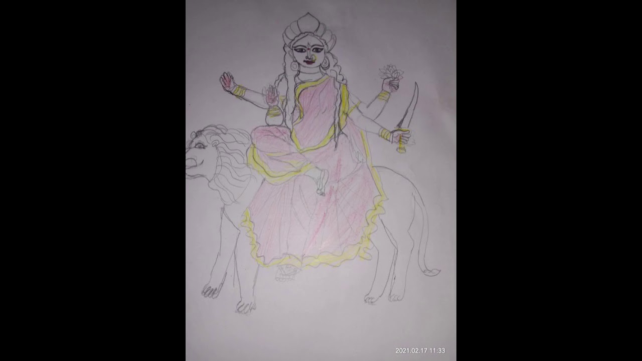 Devi katyayani drawing in shyamala navarathiri - YouTube