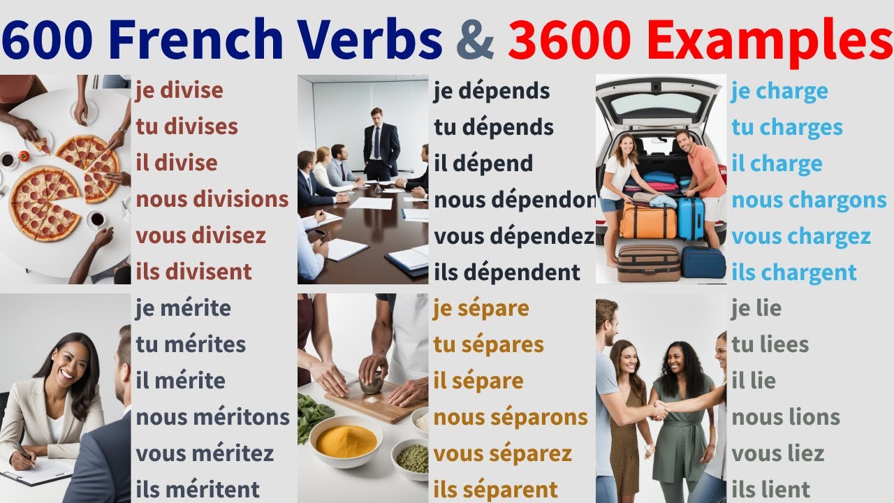 600 French Verbs conjugations & daily Sentence Examples & pictures ...