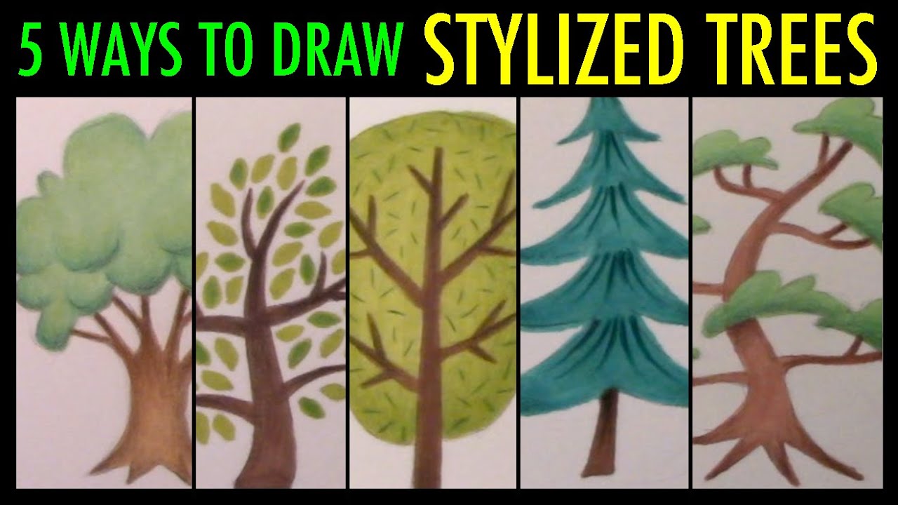 5 Ways to Draw Stylized Trees! - YouTube