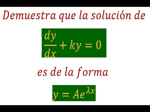 La solución de dy/dx + ky = 0 es de la forma y = Ae^ky - YouTube