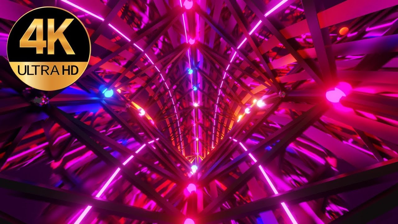 10 Hour 4k Tv screensaver multi Metallic Color Abstract neon tunnel ...