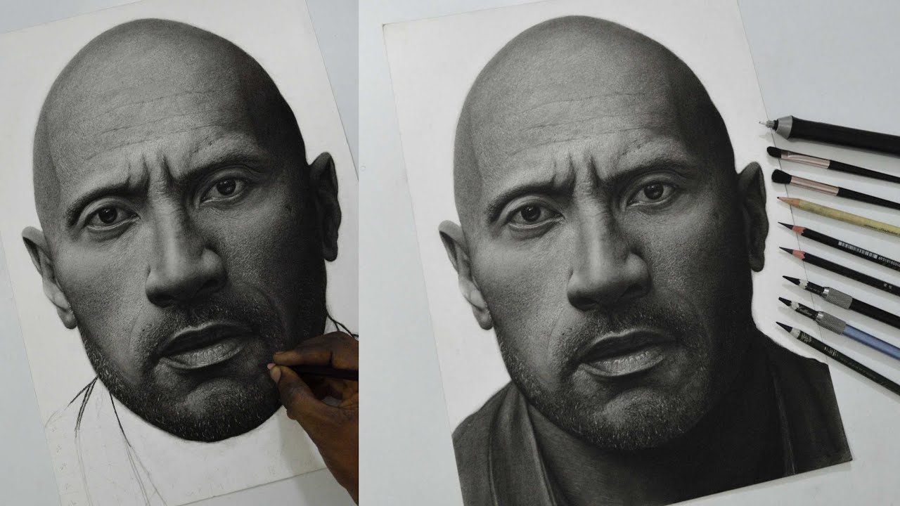 Drawing Dwayne ‘The Rock' Johnson - Time-lapse | Bengeeart - YouTube