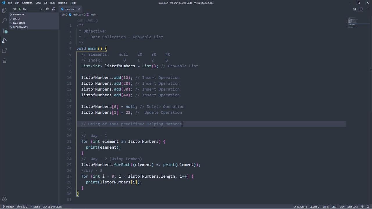 #11.2 DART - Collection (Growable List) | Dart For Flutter - YouTube