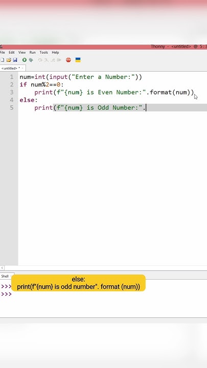 we will check whether a number is even or odd using simple if-else logic.#EvenOdd #Python # ...