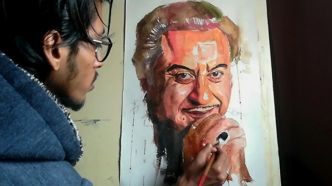 Painting of Kishore Kumar ️ || Watercolor Drawing || Watercolor ...